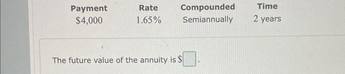 Solved The future value of the annuity is $ | Chegg.com