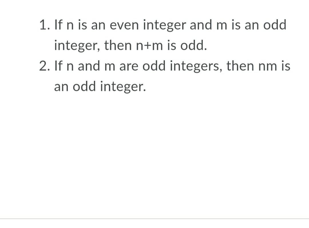Solved 1. If n is an even integer and m is an odd integer, | Chegg.com