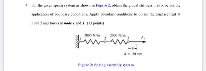 Solved 4. For the given spring system as shown in Figure 2, | Chegg.com