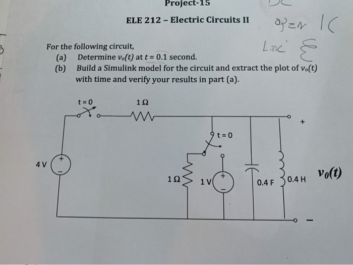 Solved Project-15 afEN 1 ELE 212- Electric Circuits II Line | Chegg.com