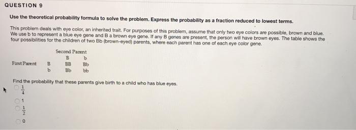 Solved QUESTION 9 Use the theoretical probability formula to | Chegg.com