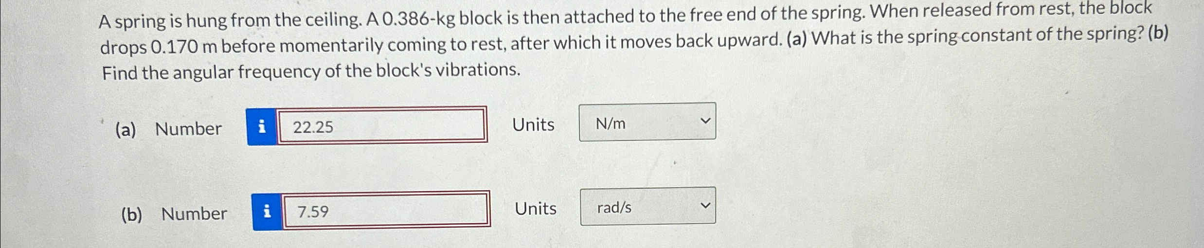 Solved A spring is hung from the ceiling. A 0.386-kg ﻿block | Chegg.com
