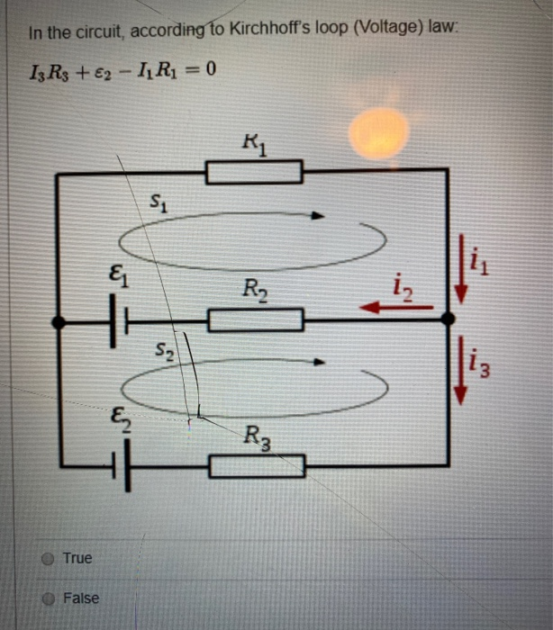 Solved In the circuit, according to Kirchhoff's loop | Chegg.com
