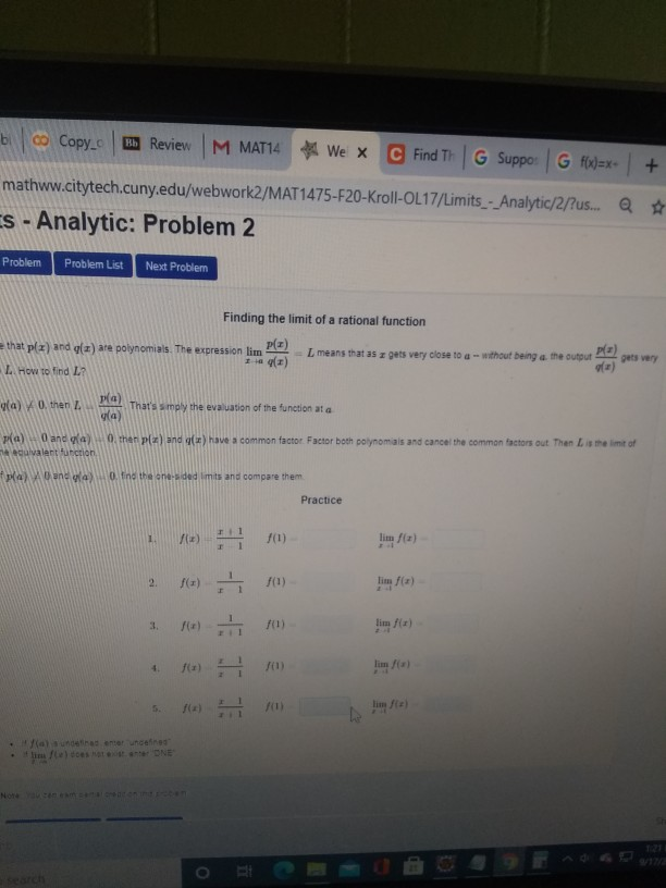 Solved Limits - Analytic: Problem 2 Previous Problem Problem | Chegg.com