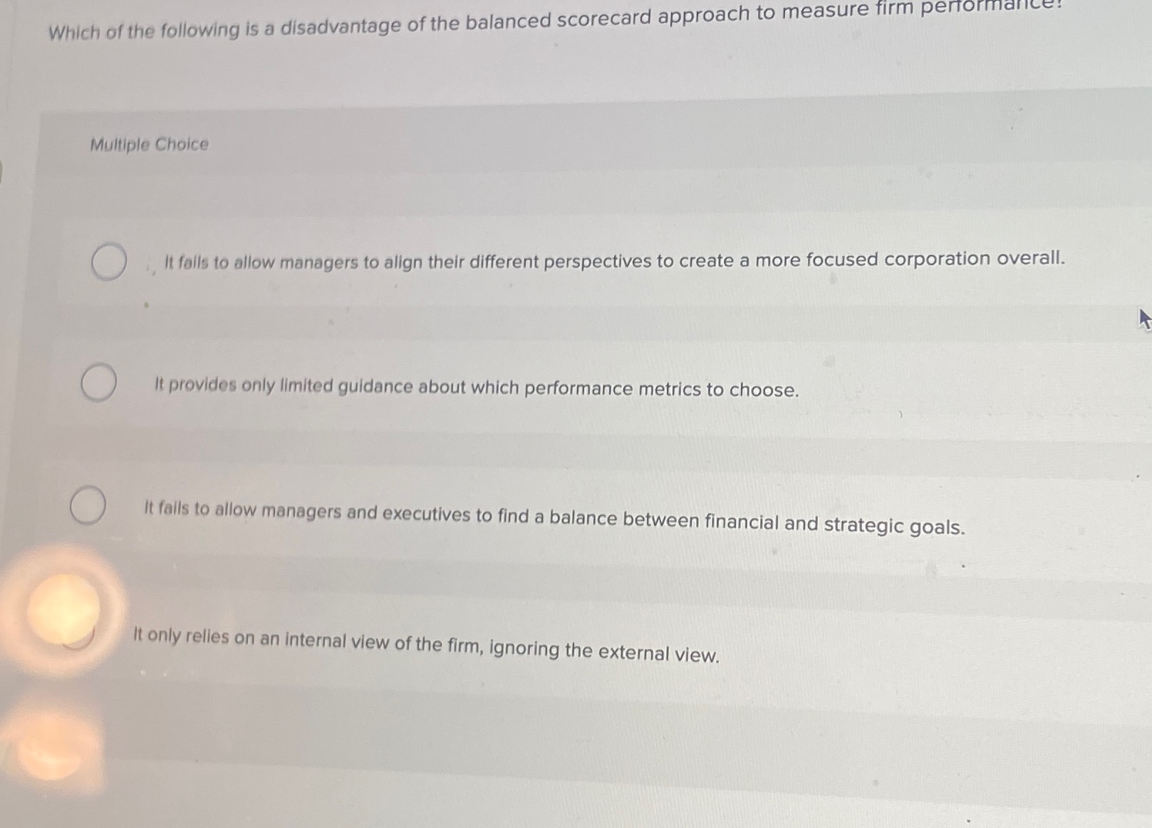 Solved Which of the following is a disadvantage of the | Chegg.com