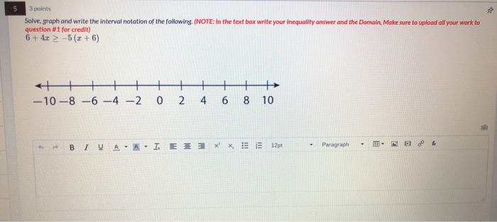 Solved 3 points Solve, graph and write the interval notation | Chegg.com