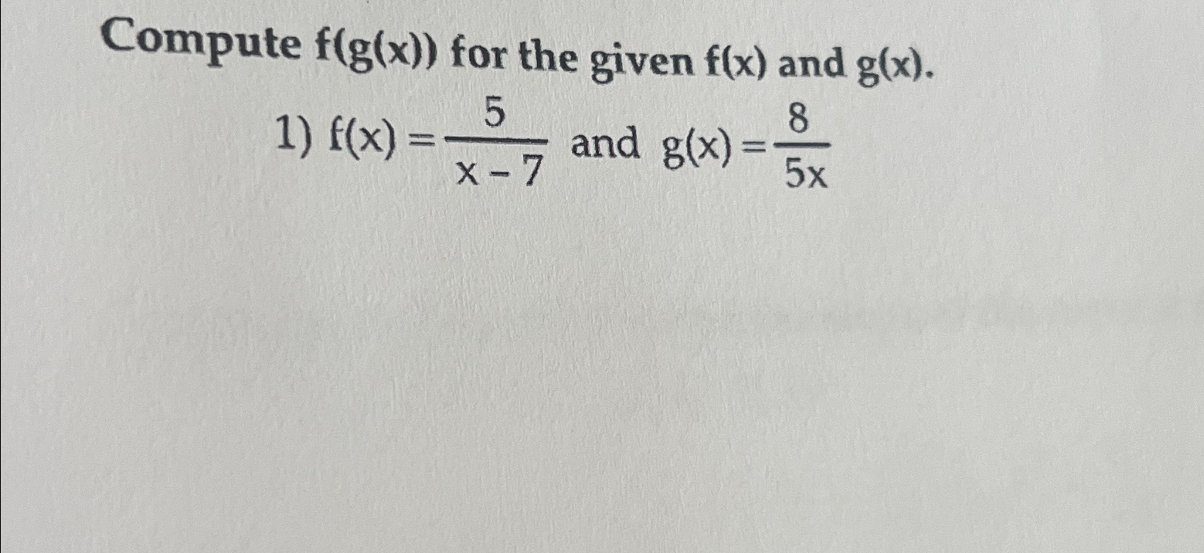 Solved Compute f(g(x)) ﻿for the given f(x) ﻿and | Chegg.com