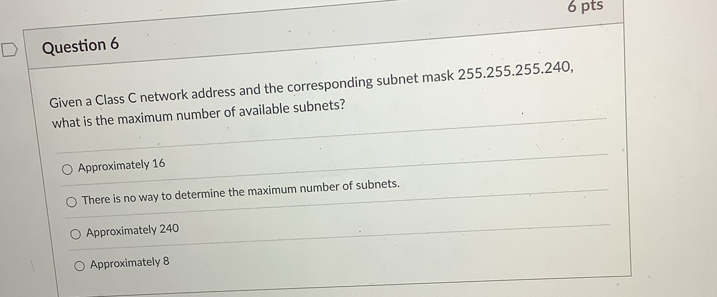 Solved Question 6given A Class C Network Address And The