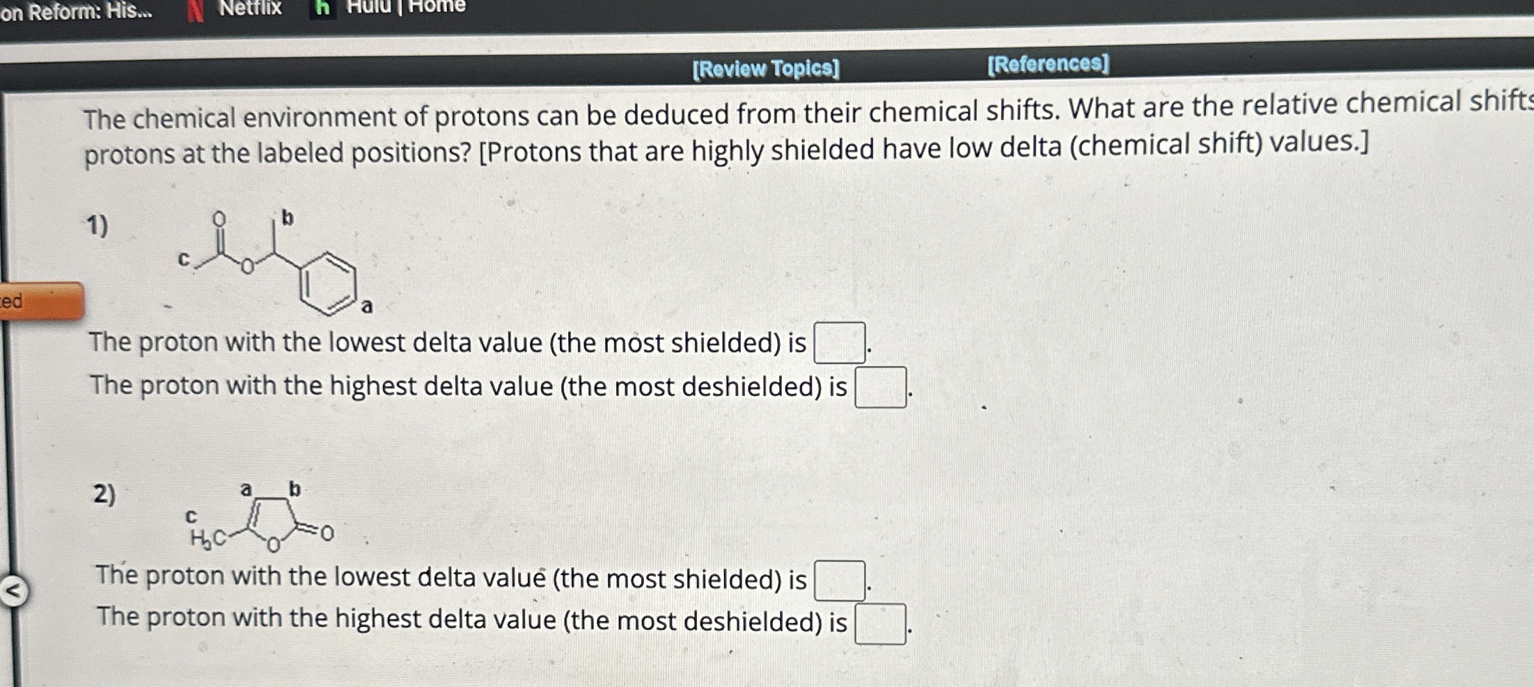 Solved The chemical environment of protons can be deduced | Chegg.com