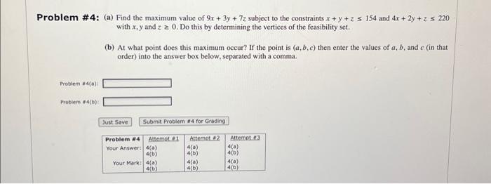 Solved Roblem 4 A Find The Maximum Value Of 9x 3y 7z