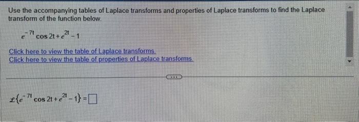 Solved Use the accompanying tables of Laplace transforms and | Chegg.com