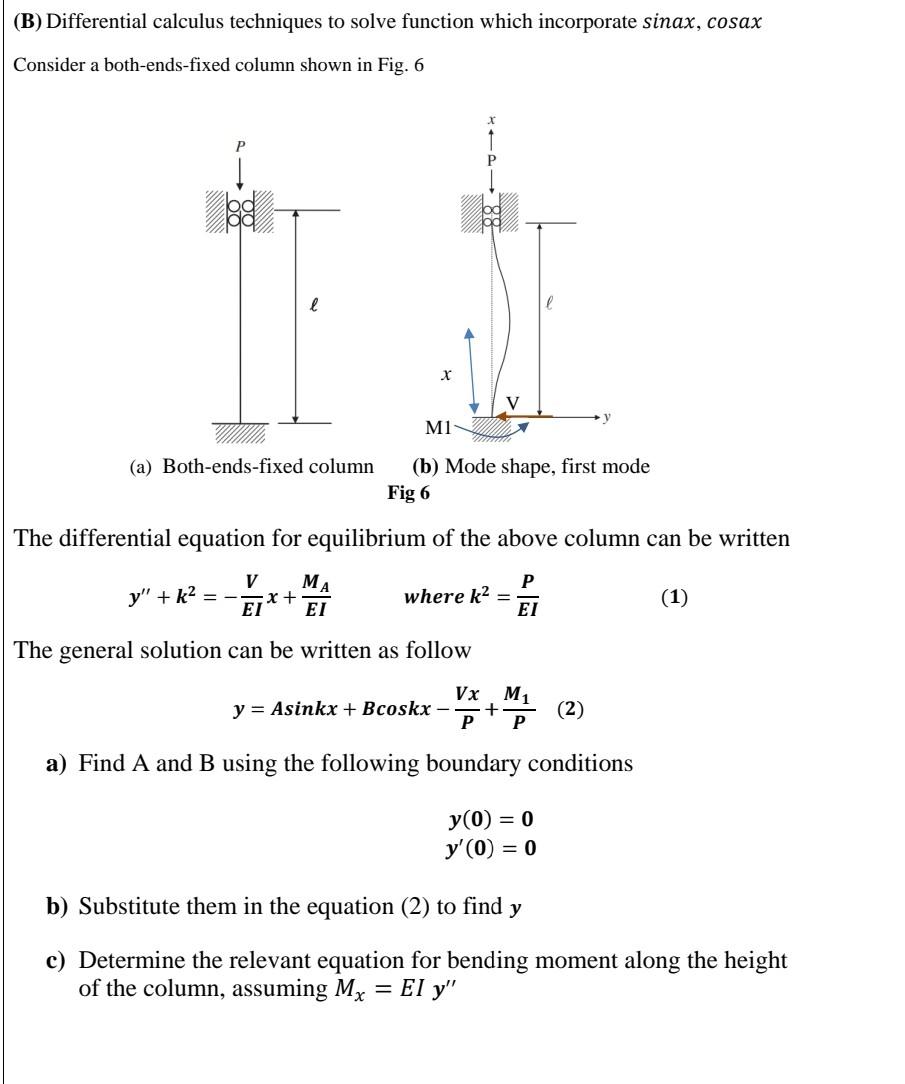 Solved (B) Differential calculus techniques to solve | Chegg.com