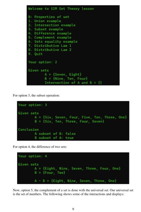 Solved Sone basic operations in set 1. Add an element 2. | Chegg.com