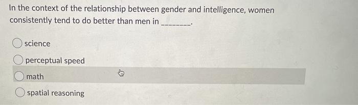 Solved In the context of the relationship between gender and | Chegg.com