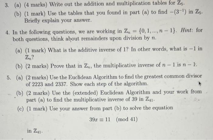 Solved 3. (a) (4 marks) Write out the addition and | Chegg.com