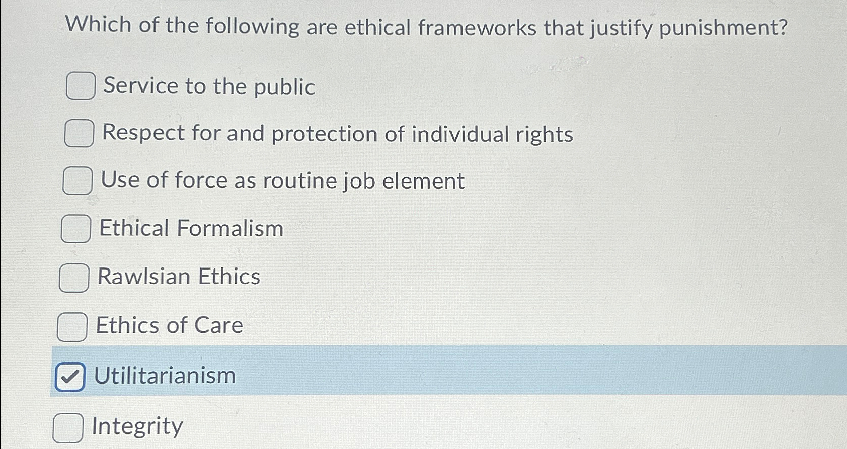 Solved Which of the following are ethical frameworks that | Chegg.com