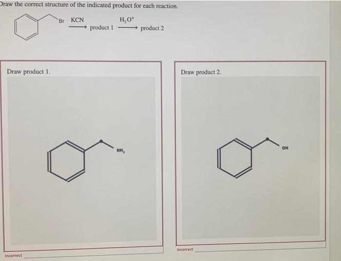Solved unable to put CN for product 1 and COOH for product 2 | Chegg.com