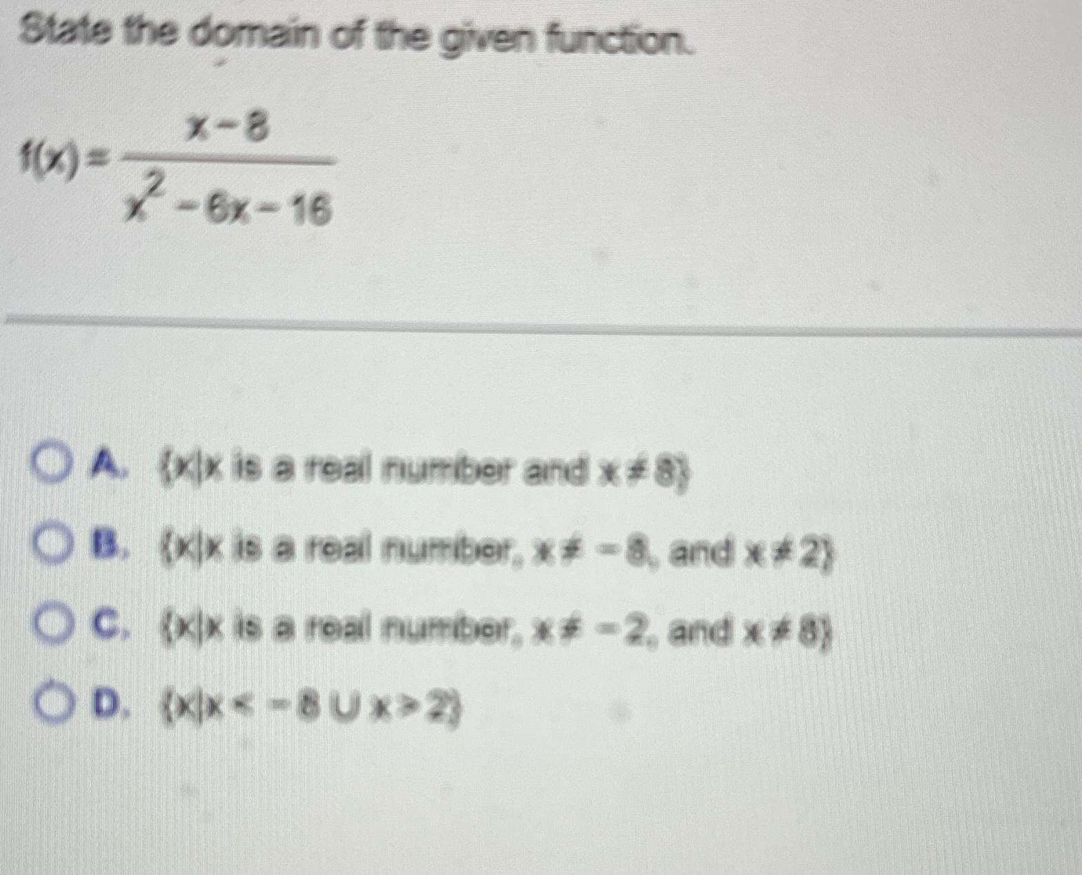 Solved State the domain of the given | Chegg.com