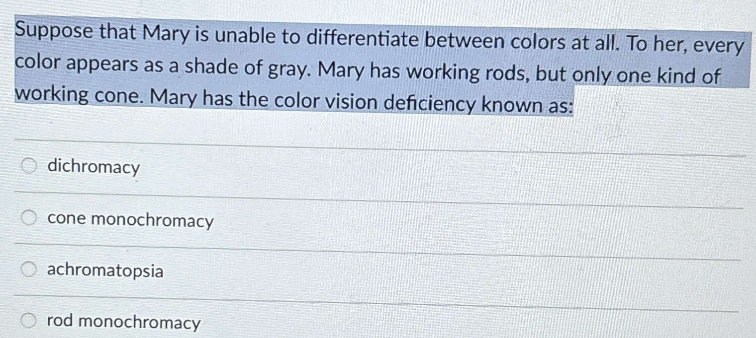 Solved Suppose that Mary is unable to differentiate between | Chegg.com