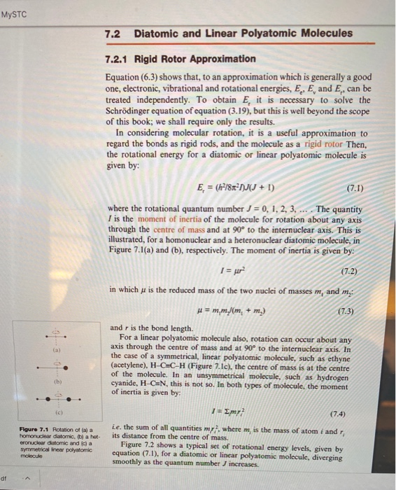 MySTC 7.2 Diatomic and Linear Polyatomic Molecules | Chegg.com