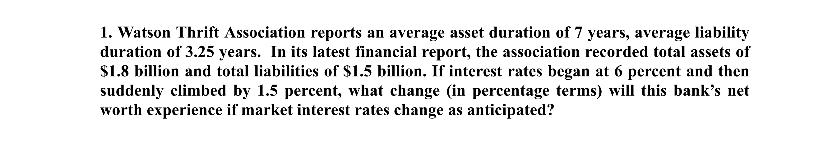 Solved Watson Thrift Association reports an average asset | Chegg.com