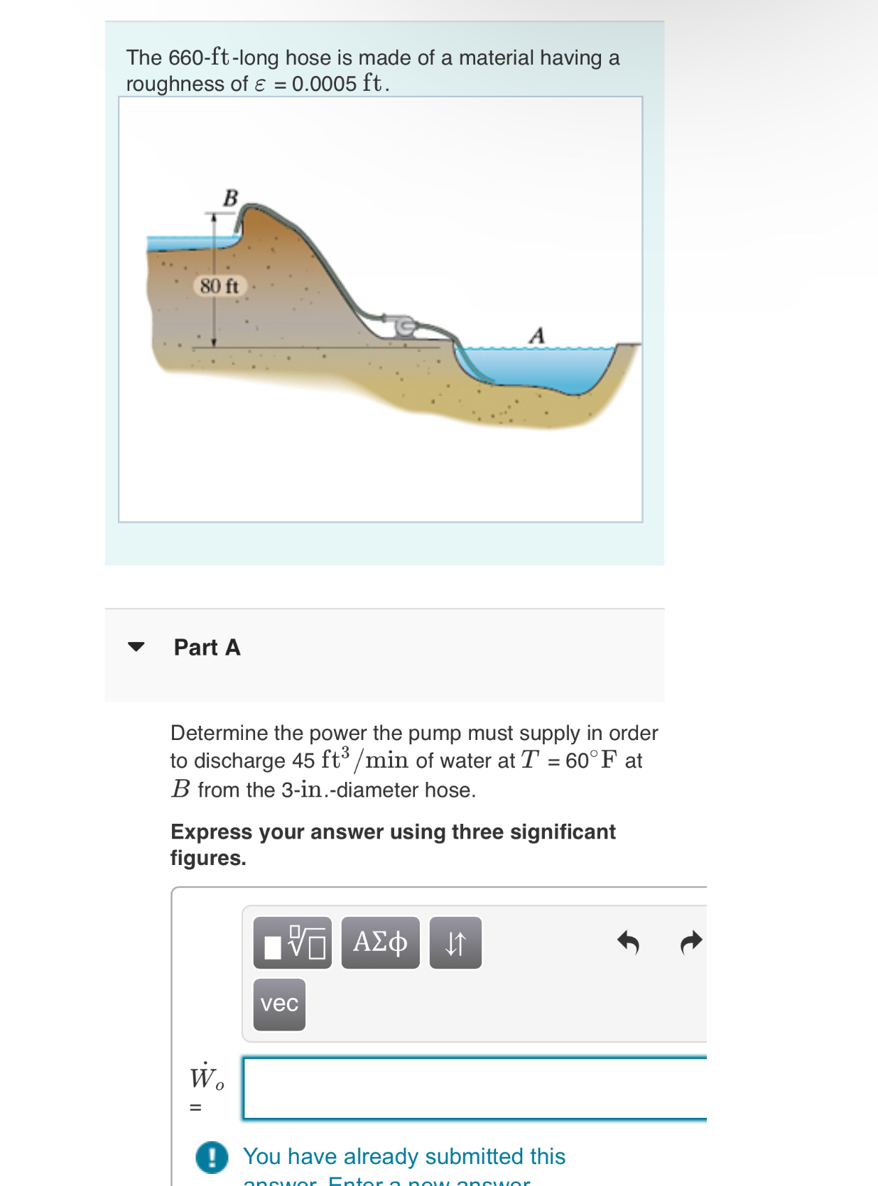 Solved The 660-ft-long hose is made of a material having a | Chegg.com