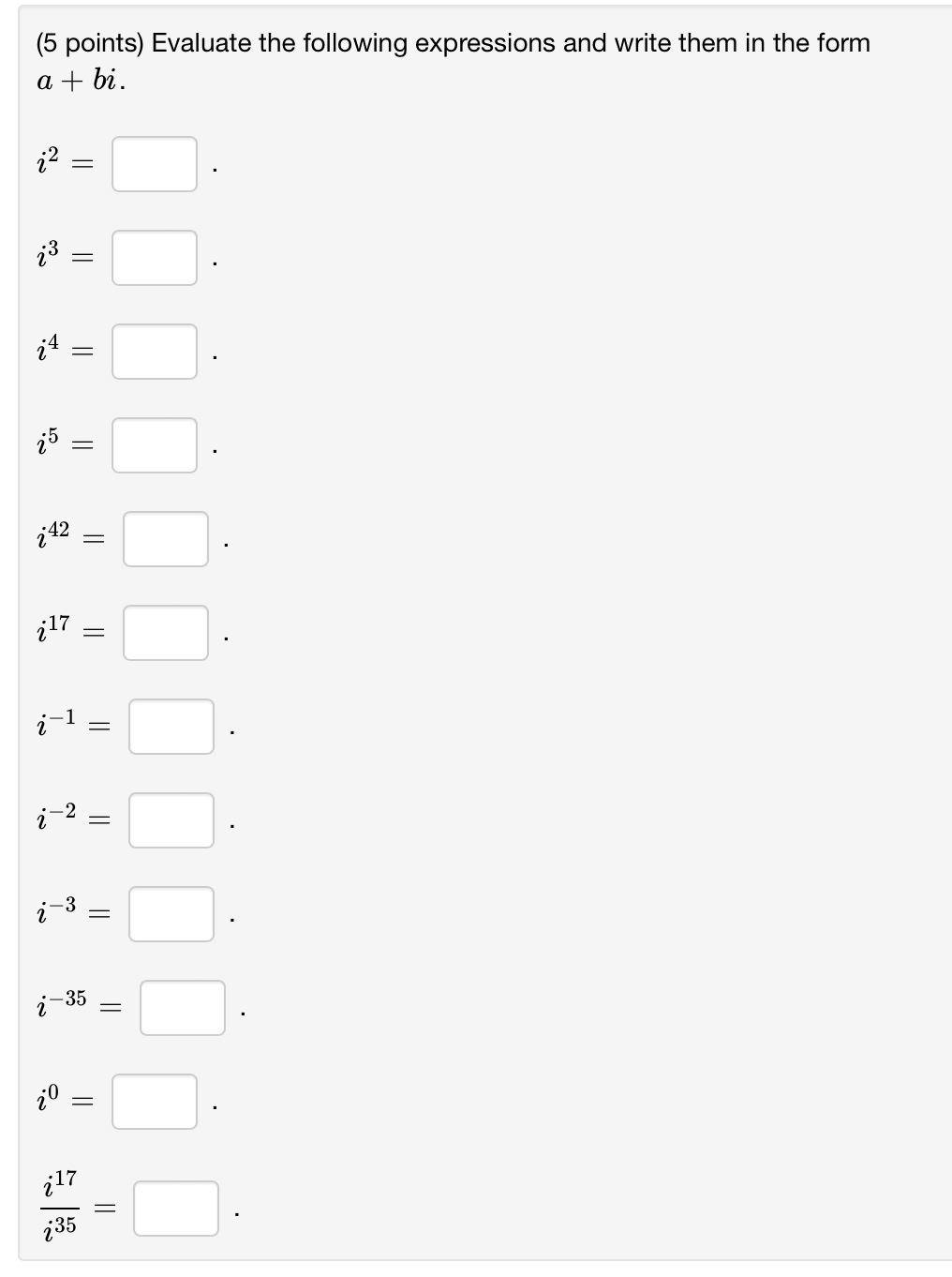 Solved (5 ﻿points) ﻿Evaluate the following expressions and | Chegg.com