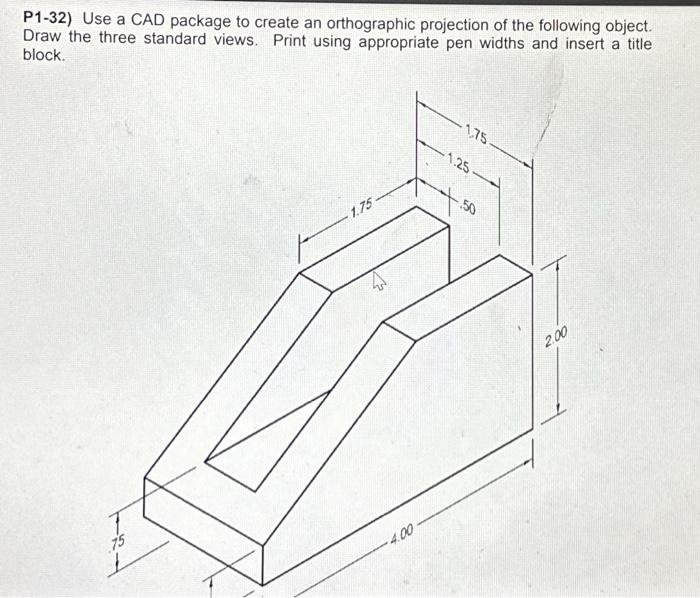 Solved Draw this on autocad using orthogrpahic projection | Chegg.com