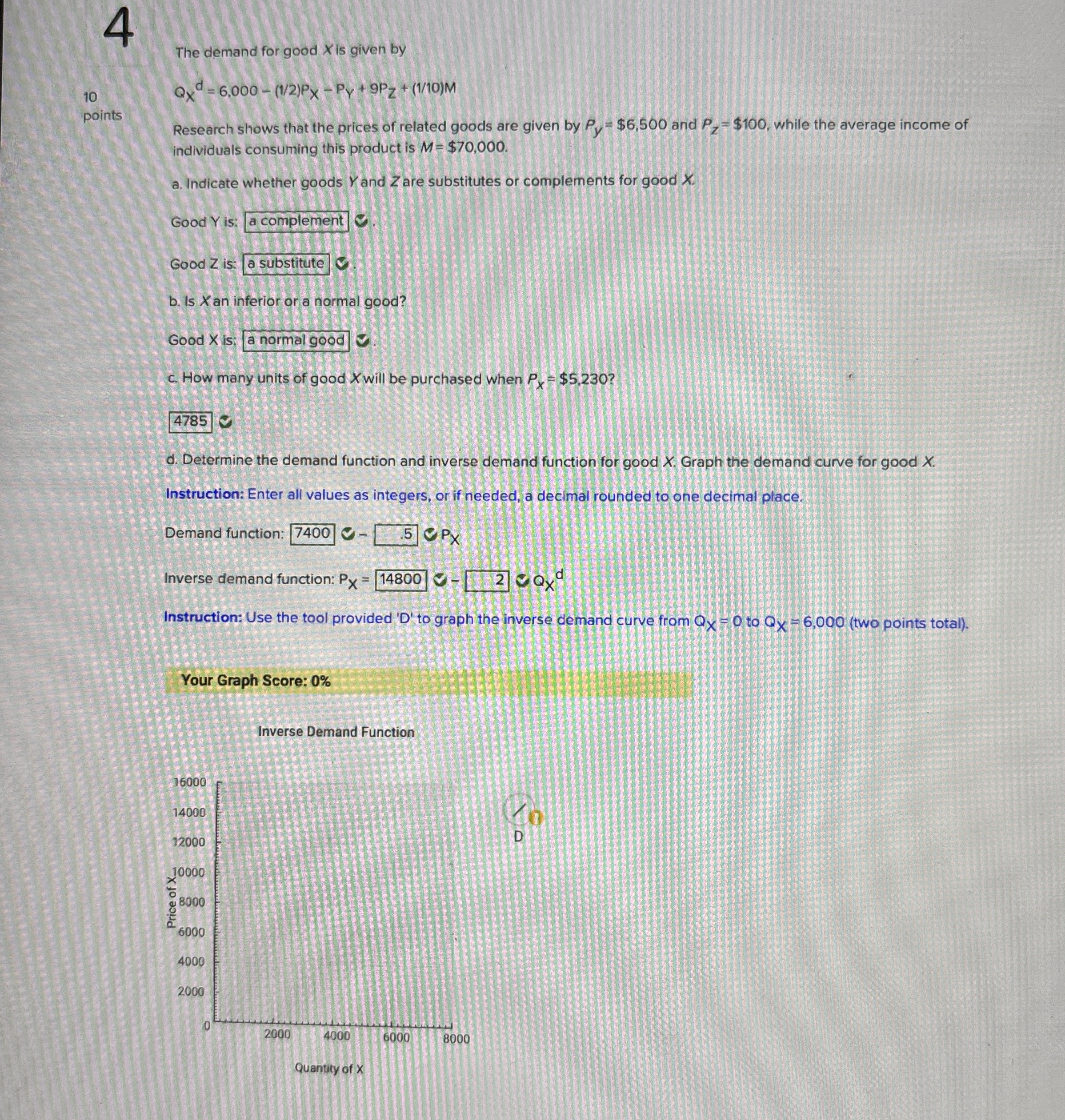 Solved 410The demand for good x ﻿is given | Chegg.com