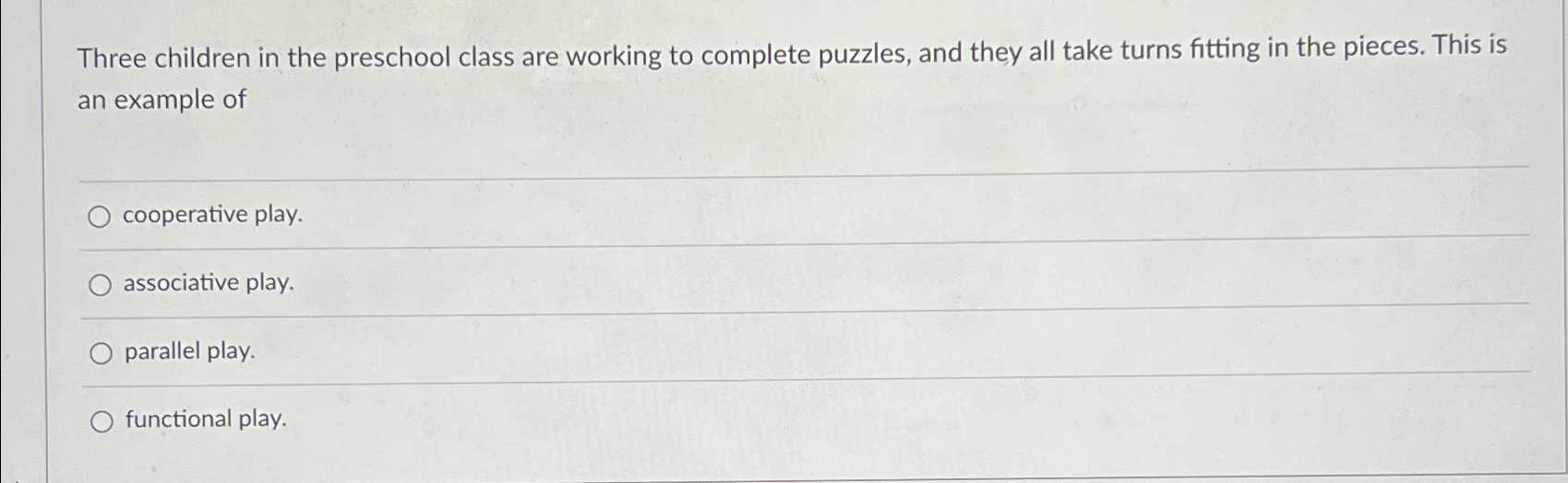 Solved Three children in the preschool class are working to | Chegg.com