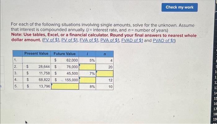 Solved For each of the following situations involving single | Chegg.com