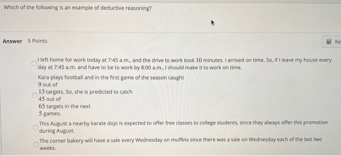 Solved Which of the following is an example of deductive | Chegg.com