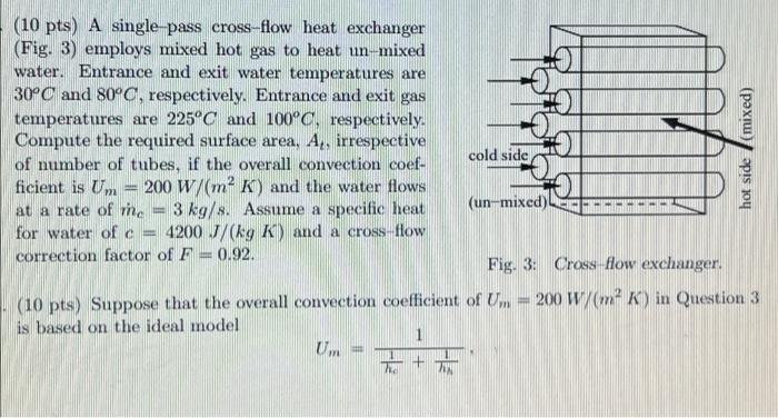 Solved (10 pts) A single pass cross-flow heat exchanger | Chegg.com