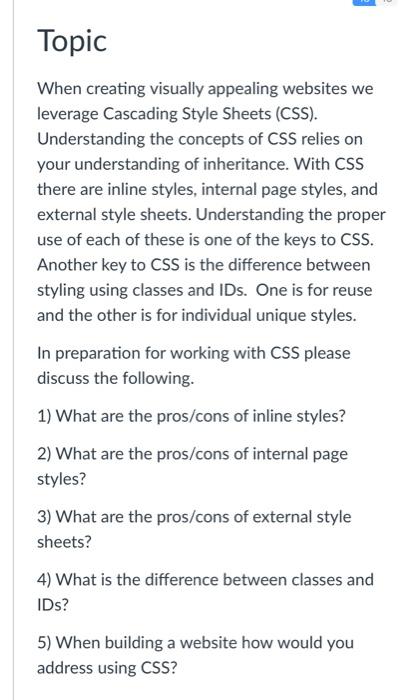 Solved Topic When creating visually appealing websites we | Chegg.com