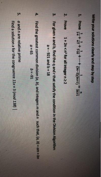 Solved Write your solutions clearly and step by step 1. | Chegg.com