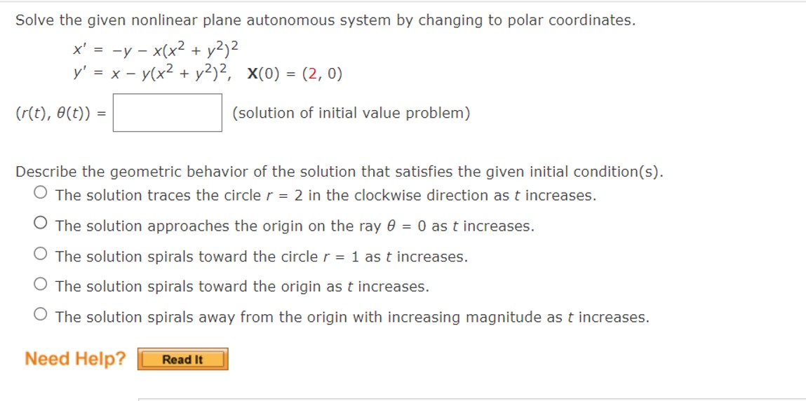 Solved Solve the given nonlinear plane autonomous system by | Chegg.com