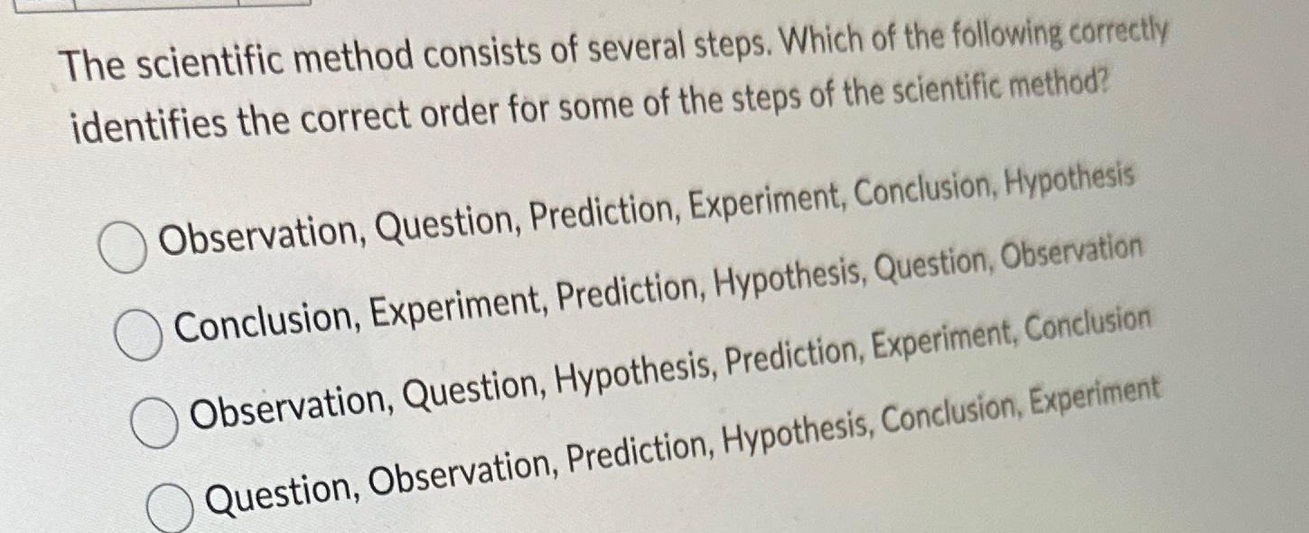 Solved The scientific method consists of several steps. | Chegg.com