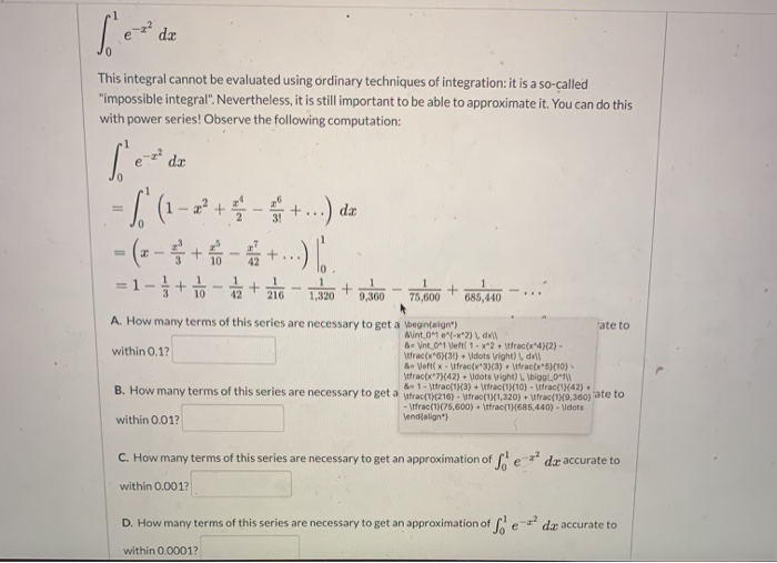 Solved lede This integral cannot be evaluated using ordinary | Chegg.com