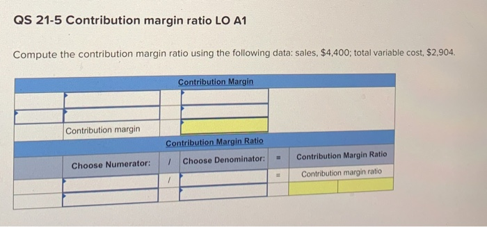 Solved QS 21-5 Contribution margin ratio LO A1 Compute the | Chegg.com