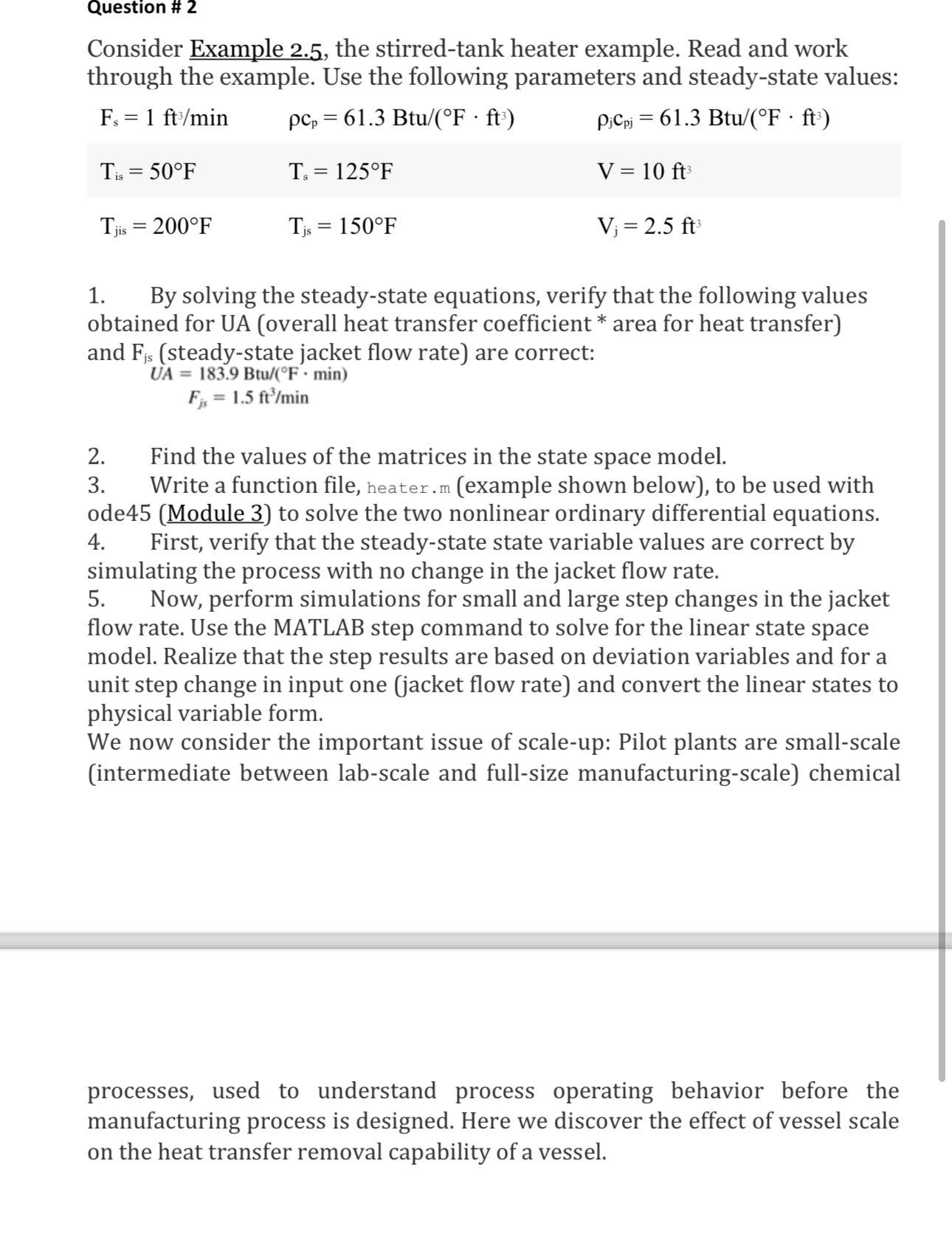 Solved Question # 2Consider Example 2.5, the stirred-tank | Chegg.com Solved Question # 2Consider Example 2.5, the stirred-tank | Chegg.com
