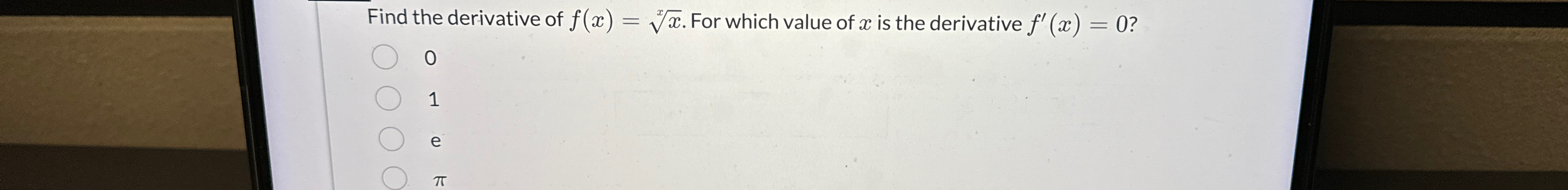 Solved Find the derivative of f(x)=xx. ﻿For which value of x | Chegg.com