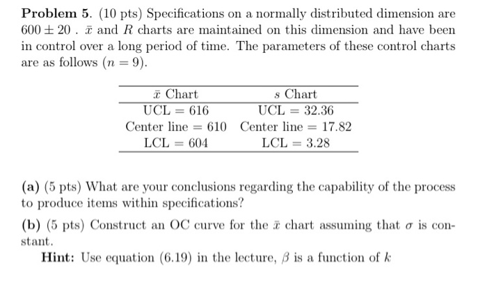 Solved Problem 5. (10 pts) Specifications on a normally | Chegg.com