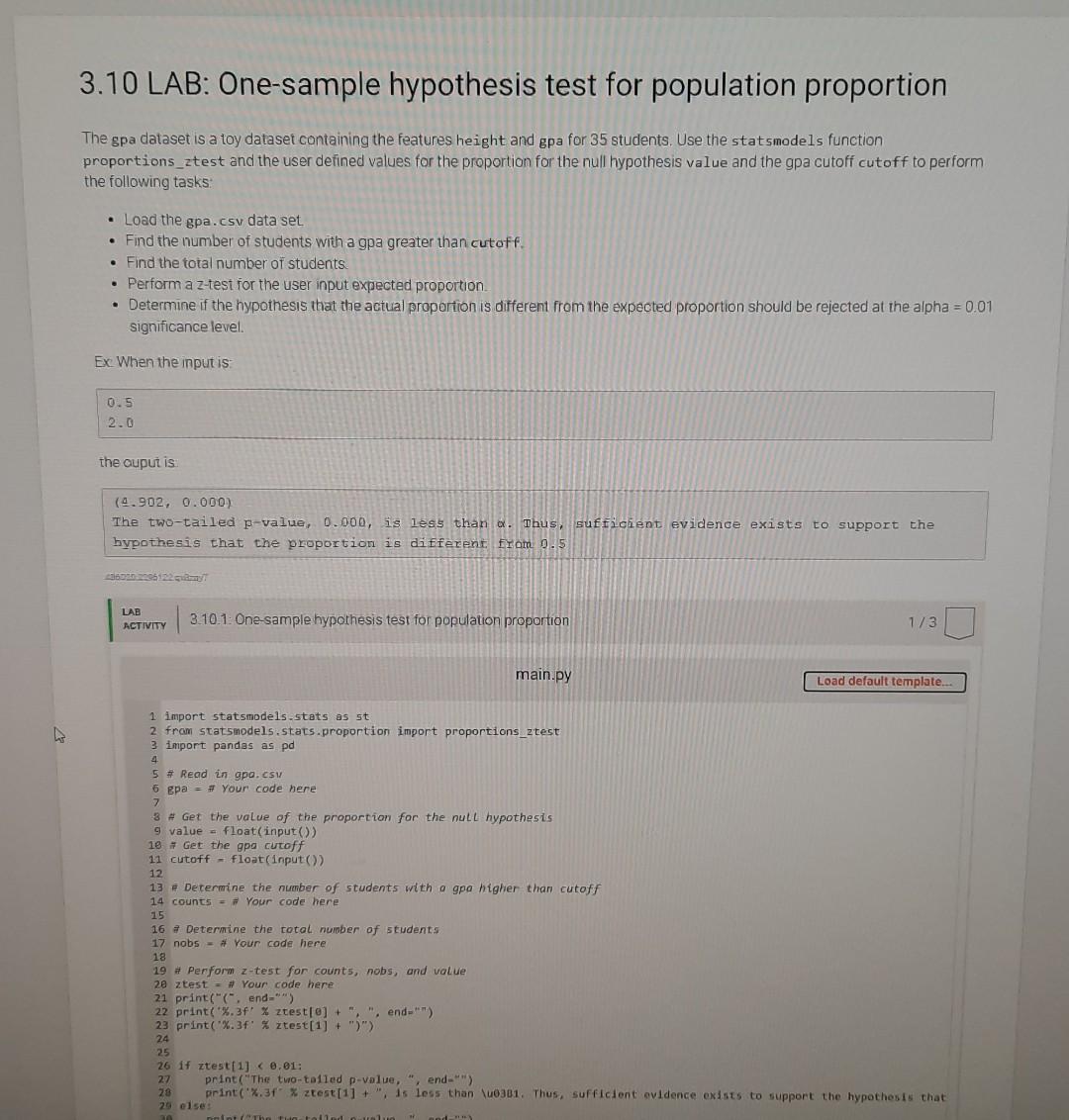 Solved import statsmodels.stats as st from | Chegg.com