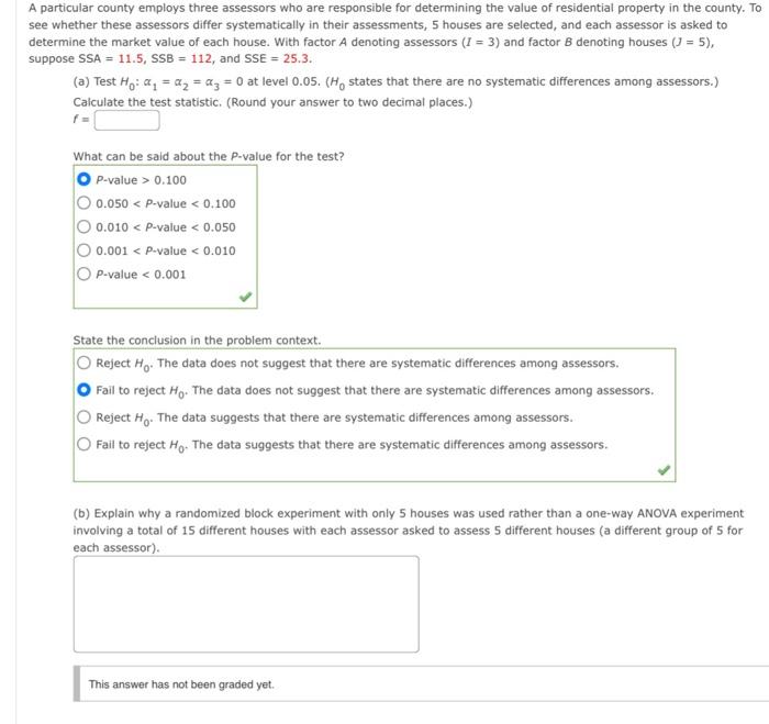Solved particular county employs three assessors who are | Chegg.com