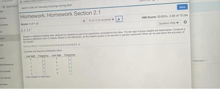 Solved mathal.com UMU MATH 1530 SV Monday Evenings Spring | Chegg.com