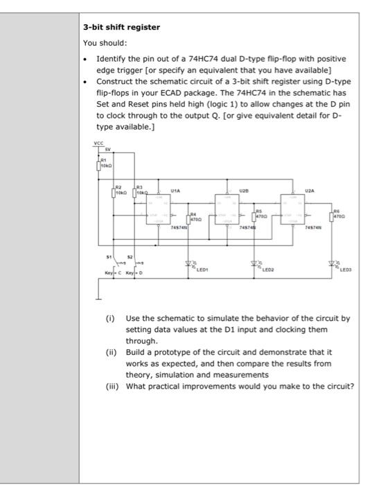Solved 3-bit shift register You should: - Identify the pin | Chegg.com