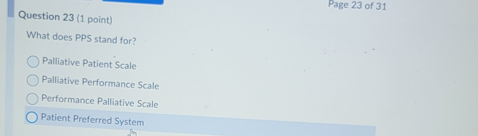 Solved Question 23 (1 ﻿point)What does PPS stand | Chegg.com