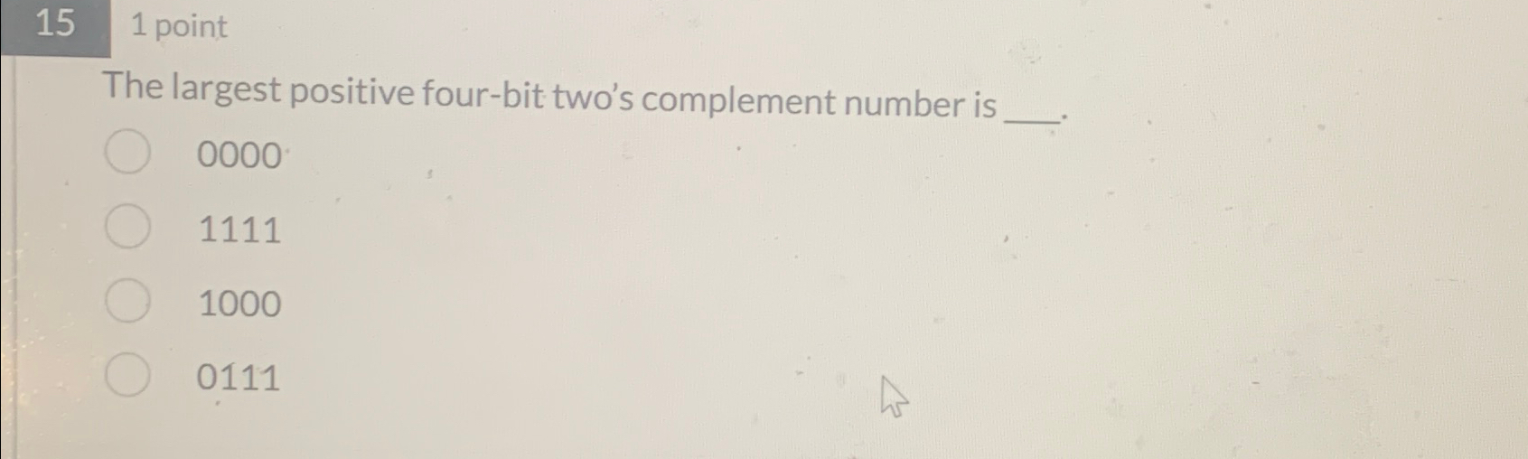 Solved 151 ﻿pointThe largest positive four-bit two's | Chegg.com