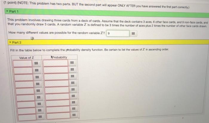 Solved (1 point) (NOTE: This problem has two parts. BUT the | Chegg.com
