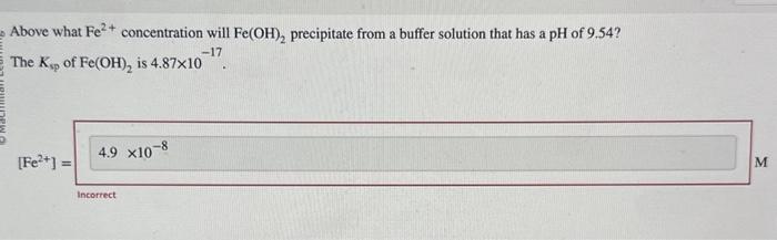 Solved Above what Fe2+ concentration will Fe(OH)2 | Chegg.com